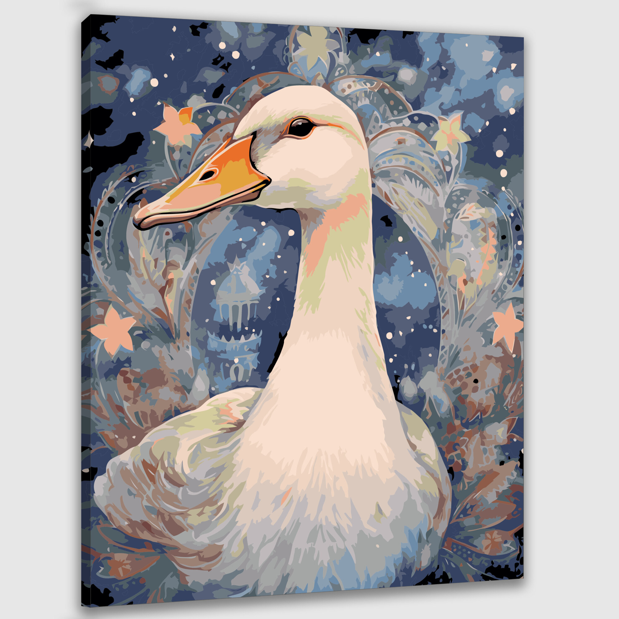 Картина по номерам 40x50 см, акварельная картина, гусь, узоры, краски, фольклор, легенды, мазки кисти, грация, руны