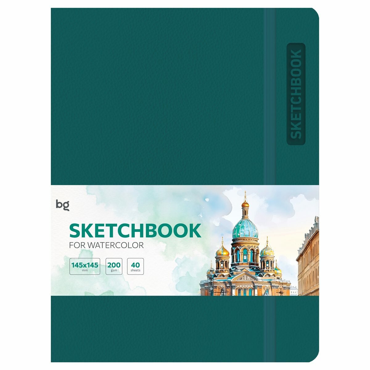 Блокнот для акварели А5, 40л BG "Bright. Teal" (120 г/кв. м, кожзам, на резинке) (CА540с_61745)