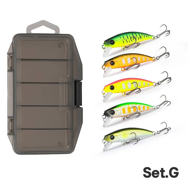 Набор воблеров TSURINOYA 46S 51S для ловли форели 51mm 5g 5pcs and box, Set.G