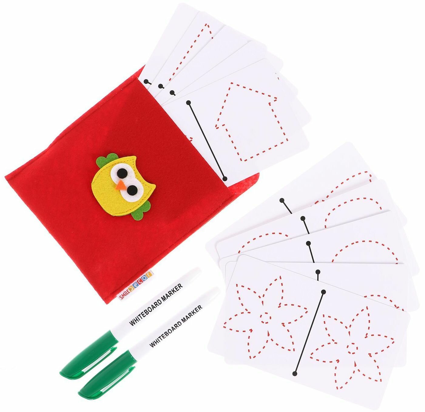 Многоразовые ламинированные карточки Smile Decor, развитие межполушарного взаимодействия у детей, трафареты для рисования двумя руками одновременно + 2 маркера