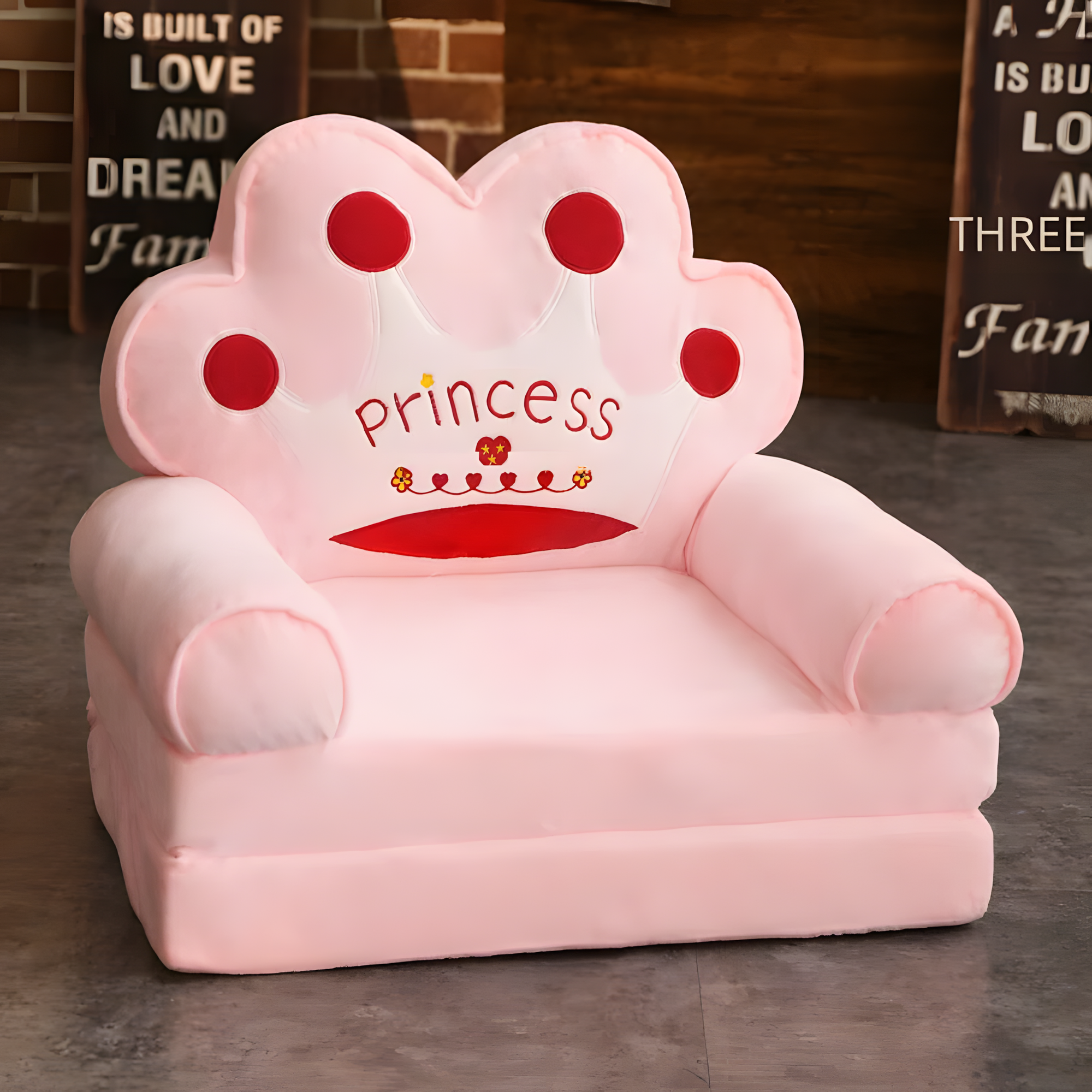 Детское раскладное кресло, 2х слойный, Розовая корона