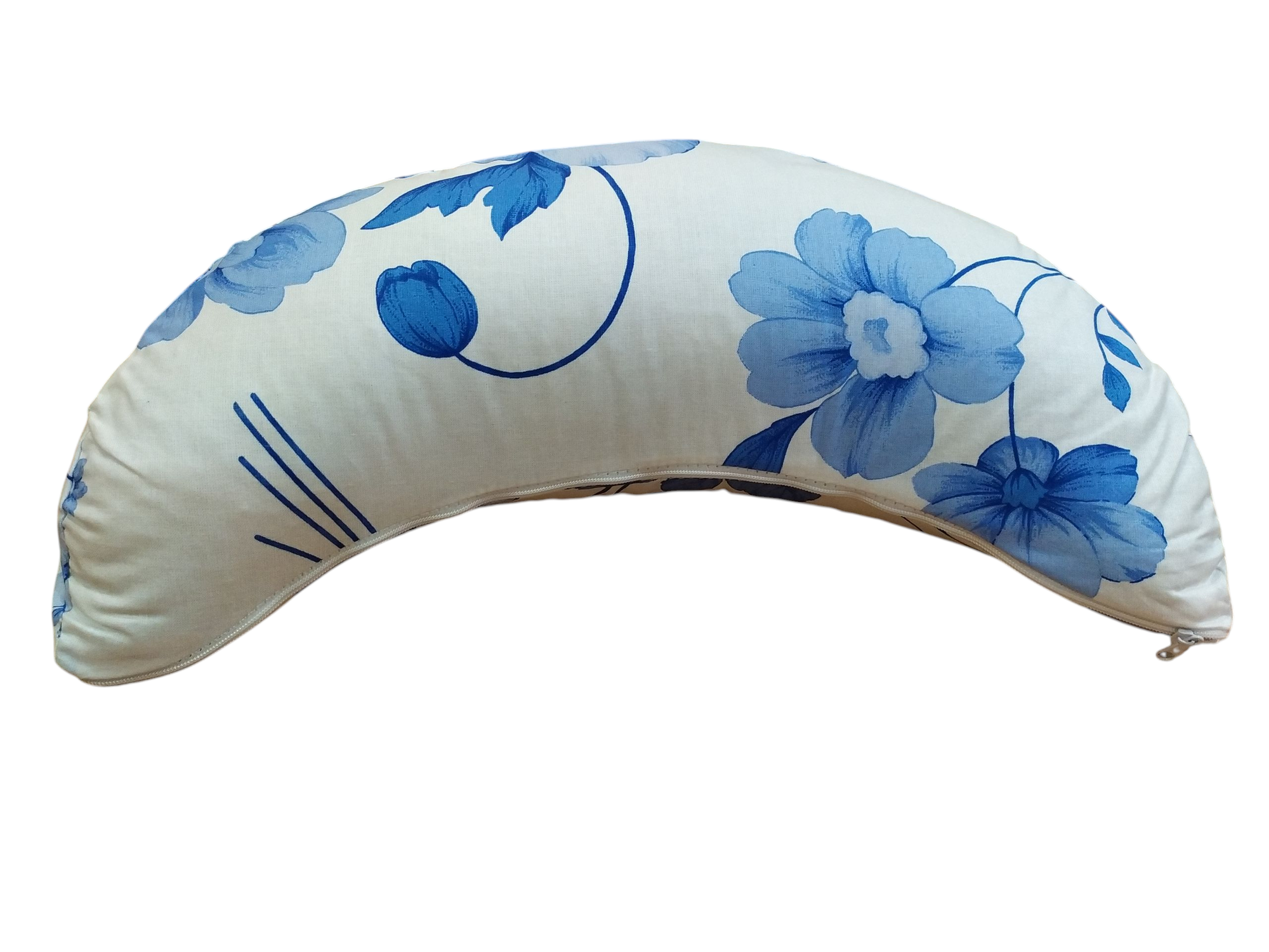 Подушка-валик Лика, для медитаций, гречневая шелуха, гипоаллергенный, съемный чехол, 14x40 см белый/голубой