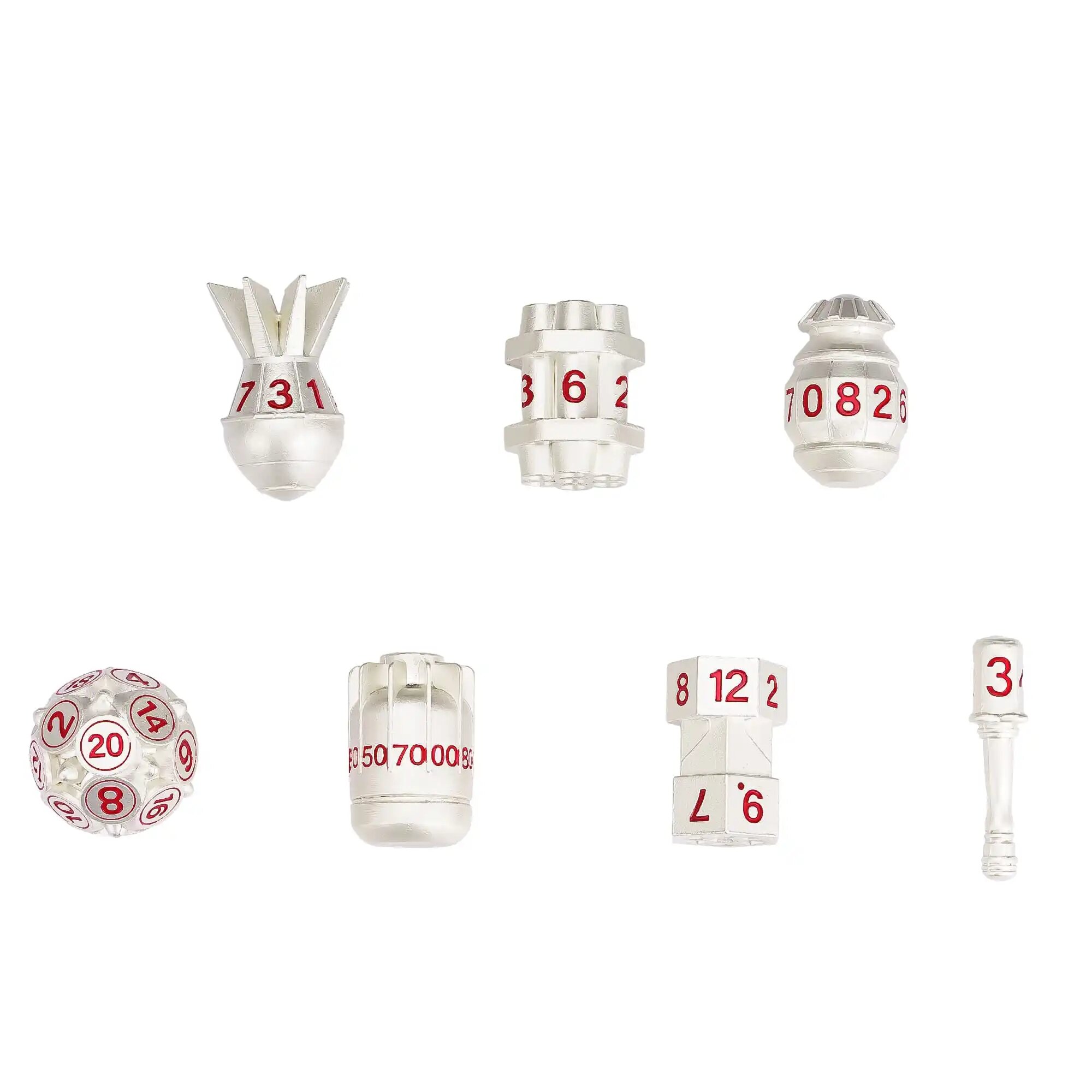 Cusdie набор металлических кубиков D4-D20 для ролевых игр Белый, Silver Red