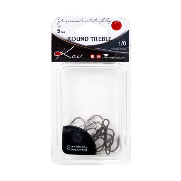 Крючок Koi "Round Treble №1/0" (Цвет BN), 5 шт. KH3295-1/0BN