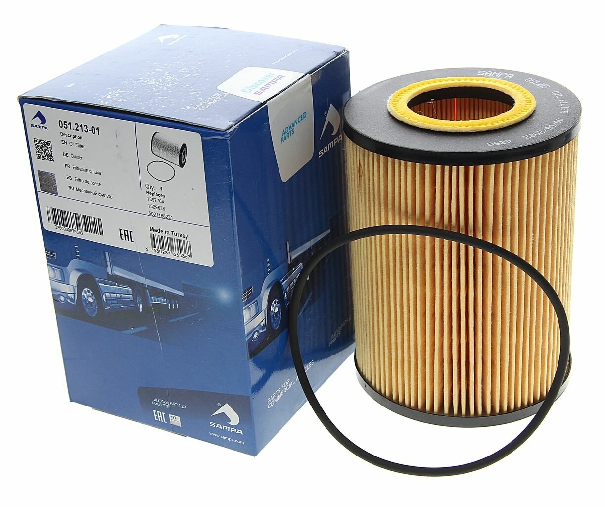 Фильтр масляный для ДАФ 75, 85CF, CF75, CF85, XF95 арт 05121301 SAMPA