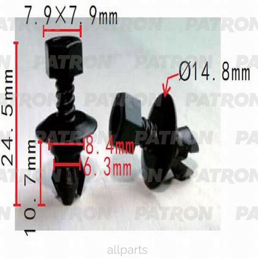 PATRON P37-0472 Клипса пластмассовая Audi, Seat, Skoda, Volkswagen применяемость подкрылки, защита, внутренняя отдел