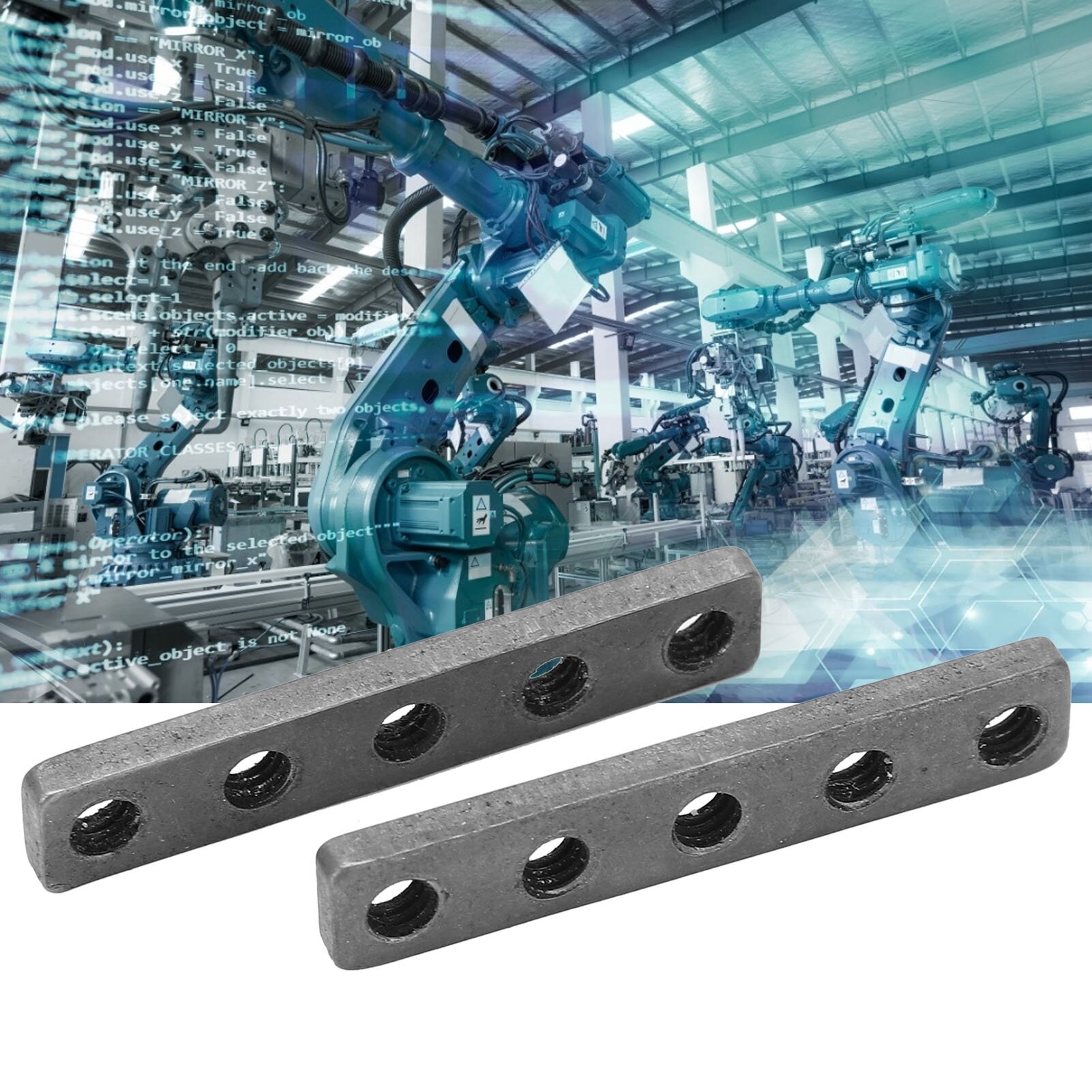 Пластина с резьбой из нержавеющей стали, крепежное крепежное изделие, деталь для робота, модель 4803‑0039‑0007, размер 39x7 мм, упаковка 2 штуки