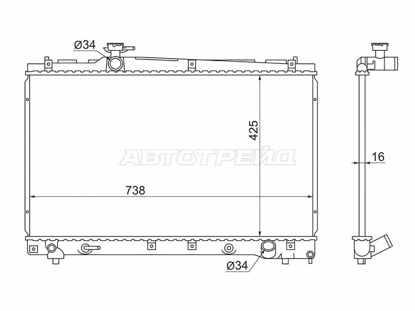 Радиатор охлаждения двигателя для Тойота Ипсум, Пикник Авенсис арт TY0002ACM20 SAT