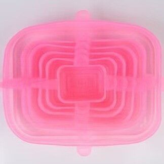 Пищевой силиконовый квадратный герметичный чехол для посуды, набор из 6 шт, 80г розовый, плотная герметизация для
