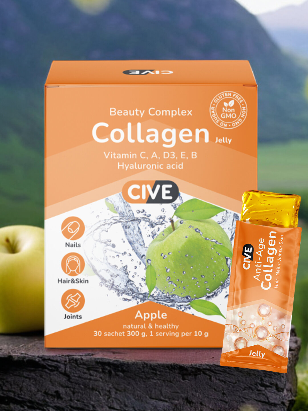 Коллаген желе для суставов и связок, с Витамином С и гиалуроновой кислотой, 30 стиков