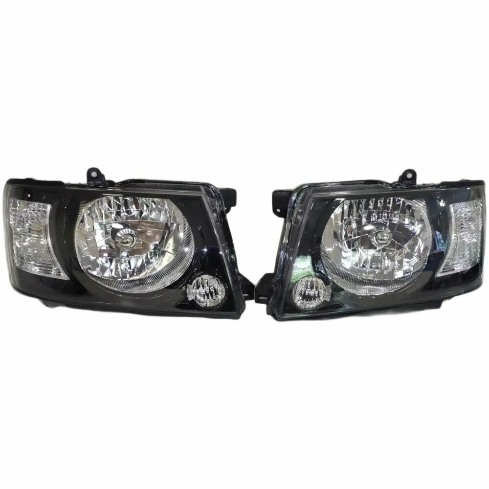 Фара автомобильная, Галогенная, 2 шт, арт. Пара фар на Nissan Patrol/Safari Y61 (2005-2019) рестайлинг black version