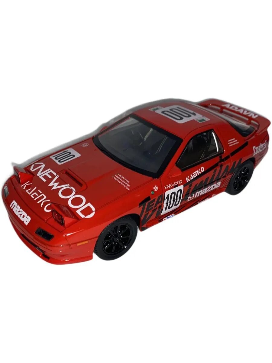 Машинка инерционная Mazda RX-7 21см металлическая модель красная 1:24, со светом и звуком
