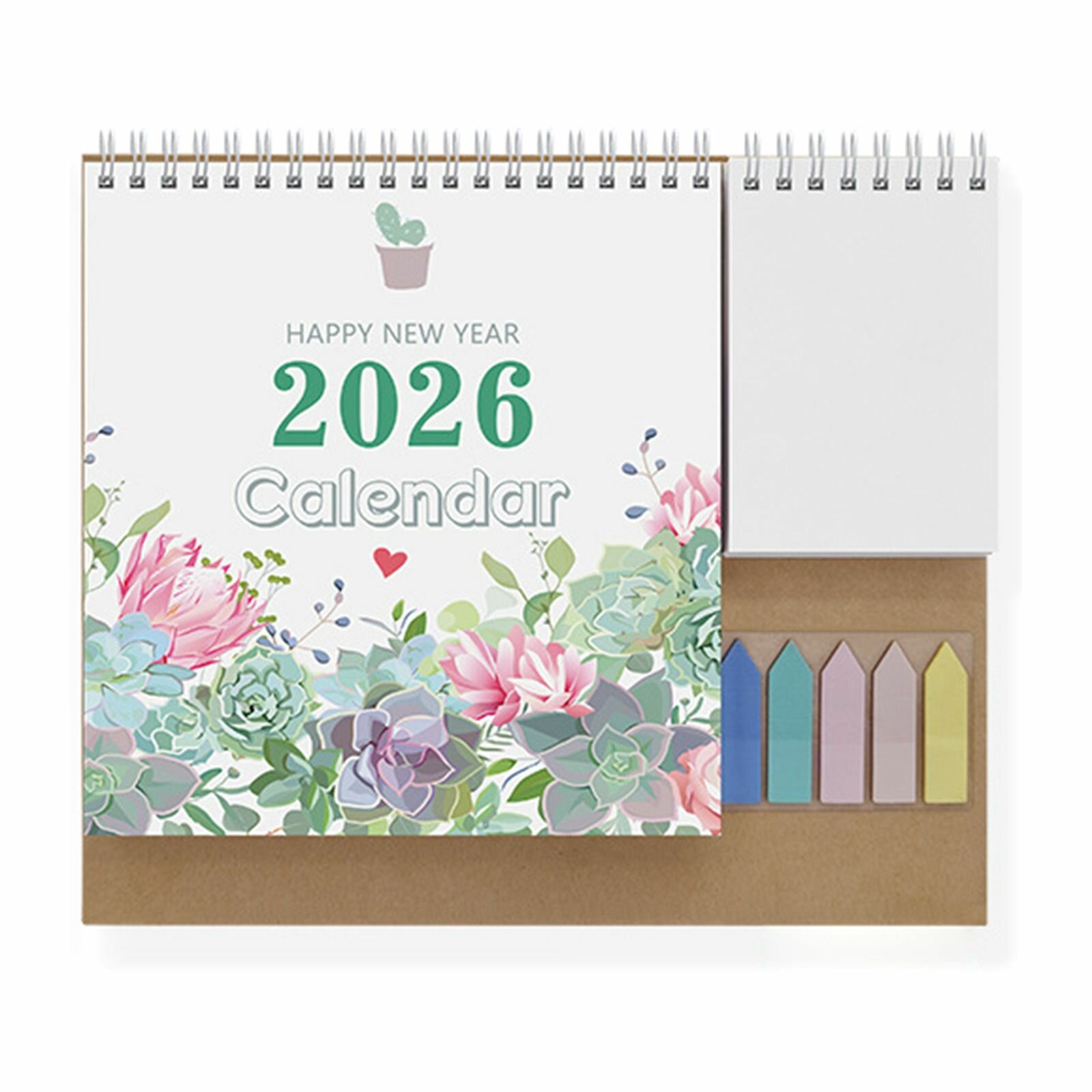 Настольный календарь на 2026 год 12 месяцев с блокнотом и наклейками