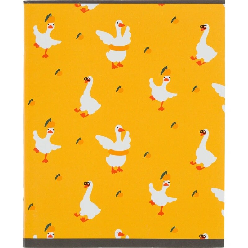 Тетрадь общая А5 48л №1School Гуси желтые, клет, скреп, ВД-лак