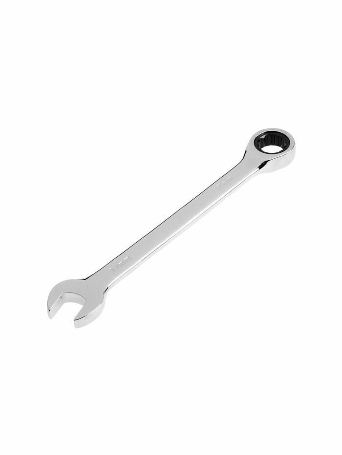 Ключ комбинированный трещоточный тундра, CrV, полированный, 72 зуба, 17 мм