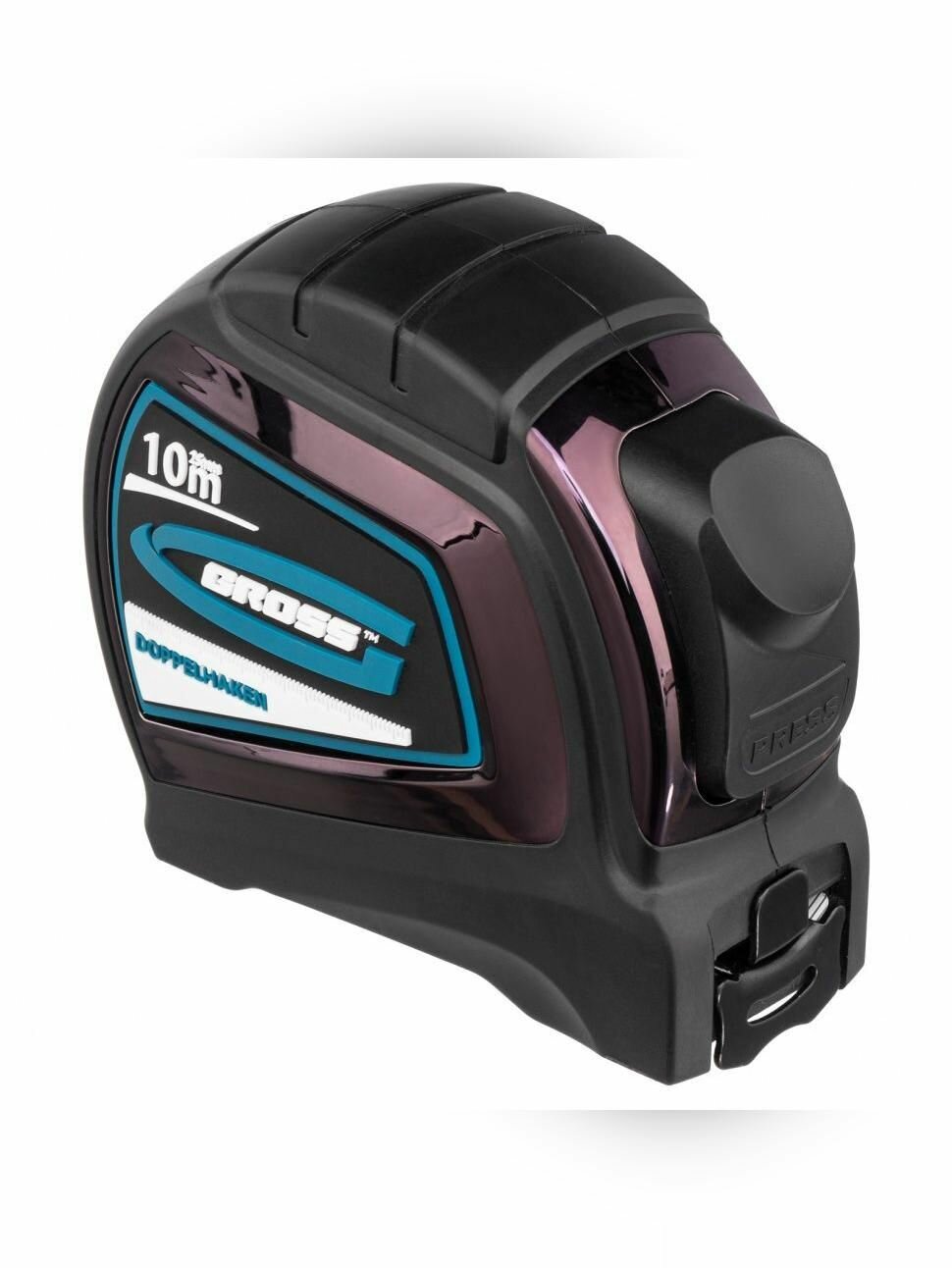 Рулетка "Doppelhaken", 10 м x 25 мм, двухсторонний зацеп, Нейлон, двусторонняя шкала, автоматическая фиксация Gross 31126