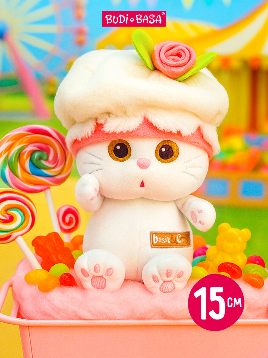 Мягкая игрушка 15 см Basik&Co Кошечка Ли-Ли Коллекция Эмоции Лакомка