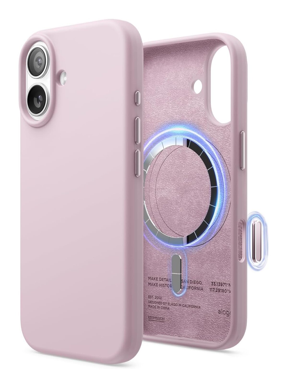 Elago силиконовый чехол для iPhone 17, Magnetic Silicone Light Lilac (MagSafe)
