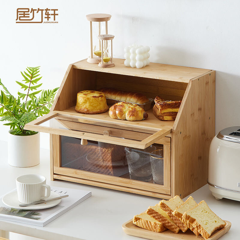 Хлебница, дерево, пластик, массив дуба, 25х39х32 см, с крышкой