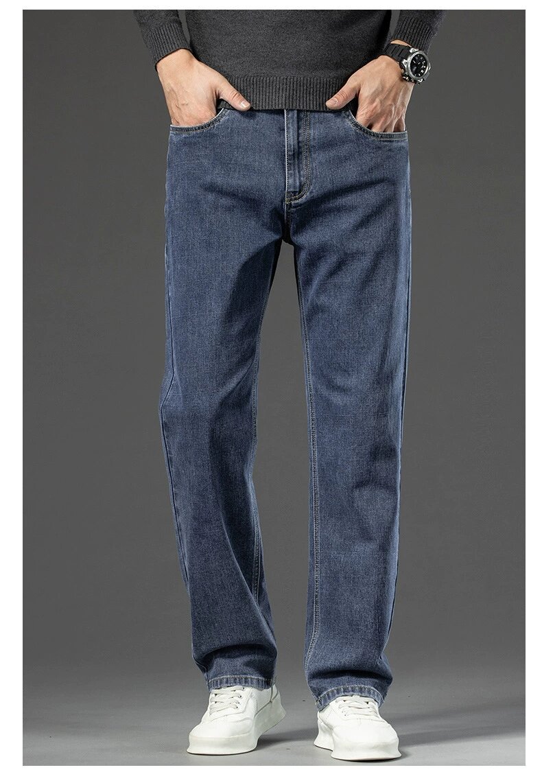 Слим тапер джинсы Rong Джинсы мужские осенне-весенние широкие прямой крой для среднего возраста повседневные брюки, Размер_30