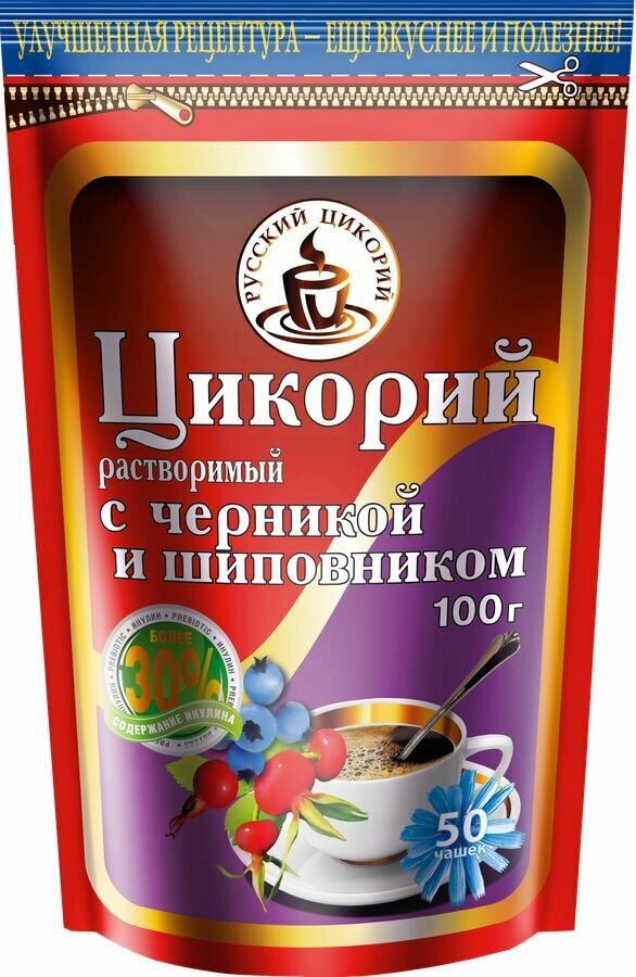 Цикорий растворимый русский цикорий с добавлением шиповника и черники м/у (Россия) 100г