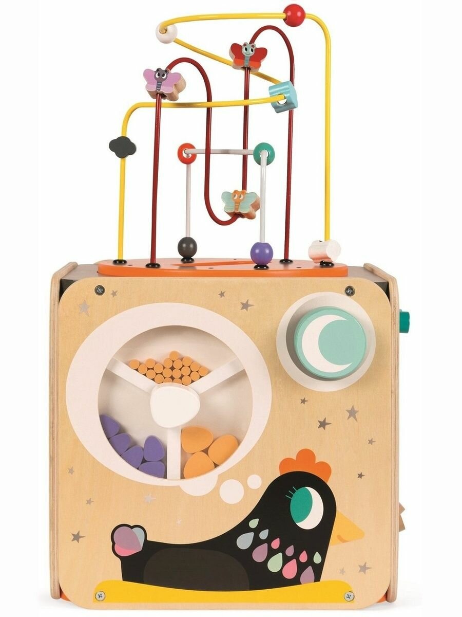 JANOD Развивающий куб с комплектом игр 8 в 1 бизиборд для детей от 4 лет