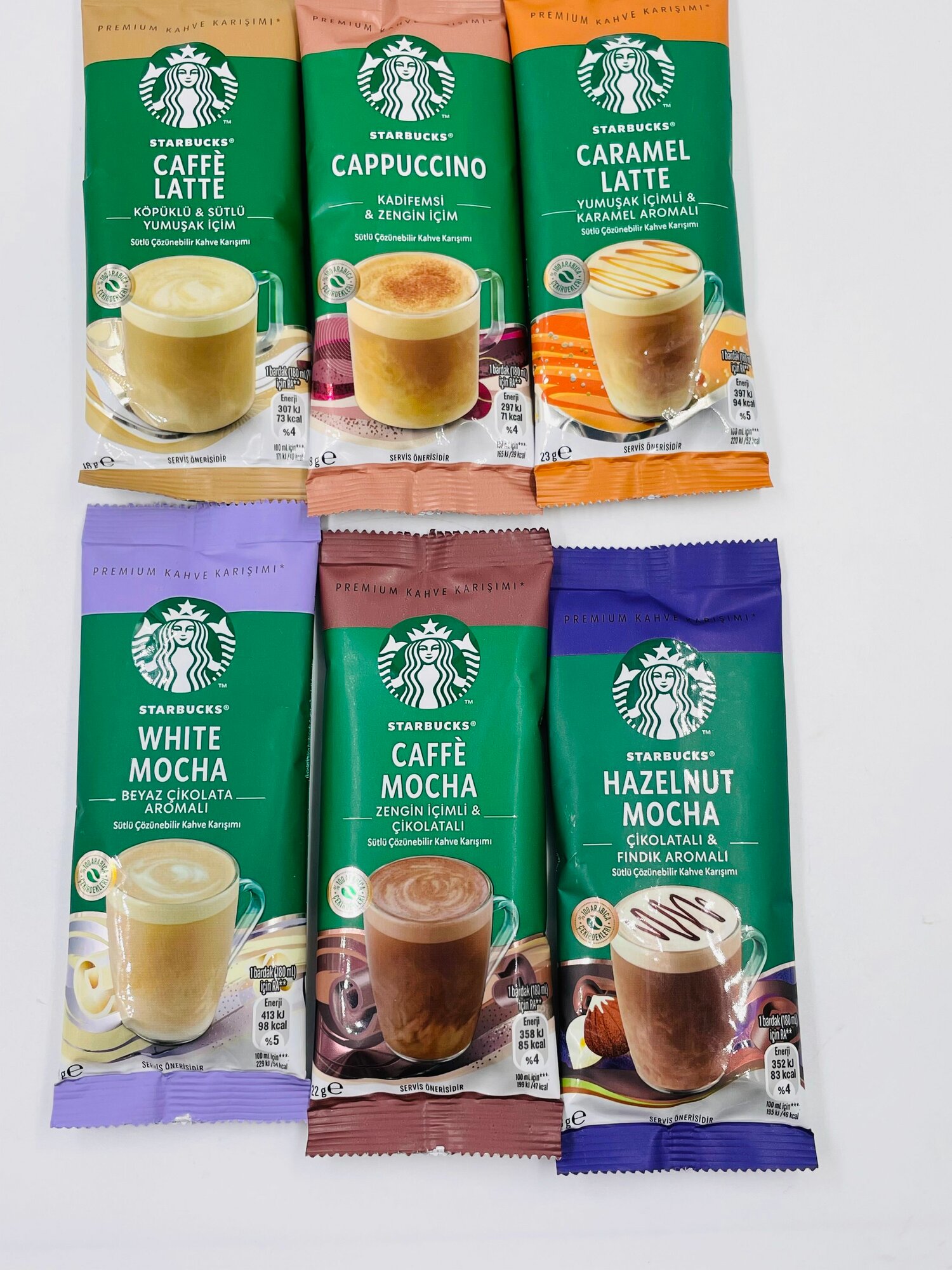 Starbucks кофе растворимый ассорти 6 вкусов, 6 саше-пакетиков, 128 г (Турция)