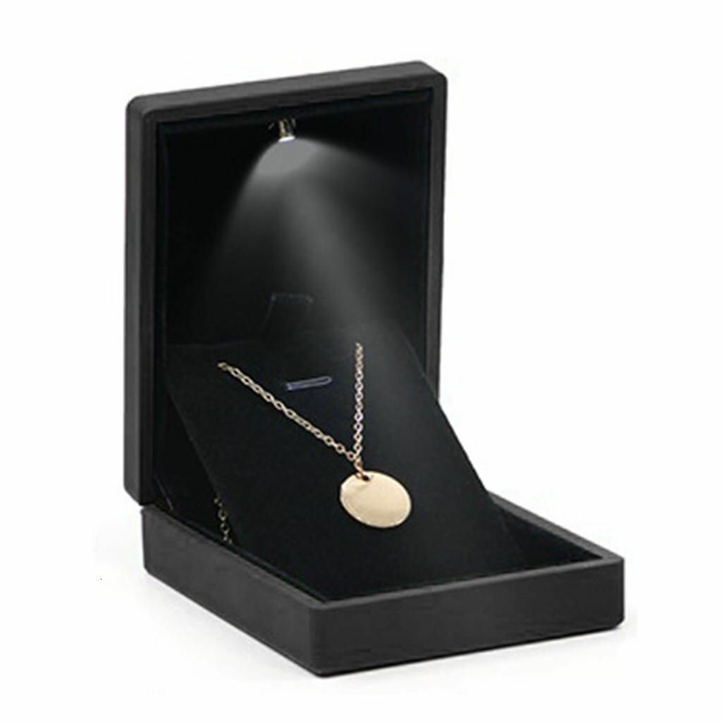 Шкатулка, Шкатулка для ювелирных изделий со светодиодной подсветкой-черный-подвесная коробка