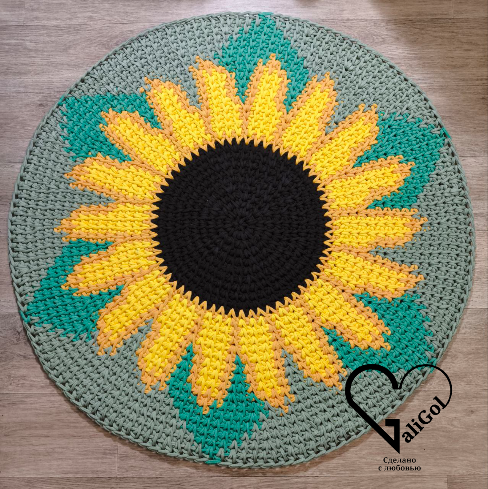 Эко коврик. Круглый вязаный хлопковый ковер, ручной работы для гостиной, спальни, детской, прихожей, ванной и бани.