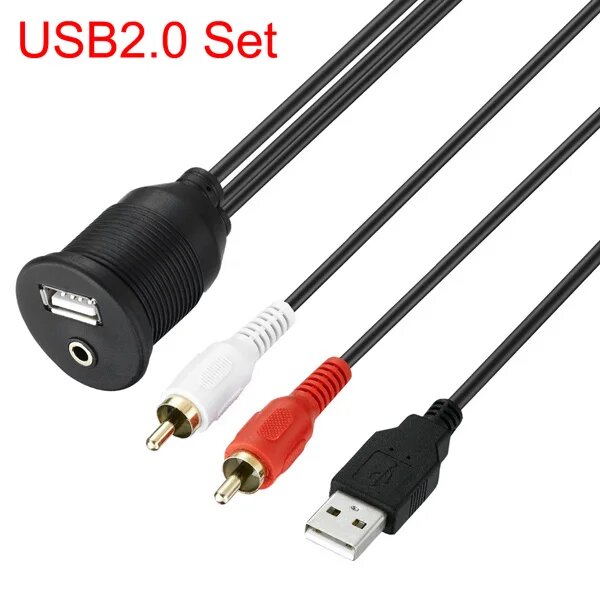 Кабель-удлинитель USB/RCA Bochara, поддерживает USB 2.0, USB 3.0, штекер-гнездо и 2 разъема RCA, для приборной панели автомобиля, мотоцикла