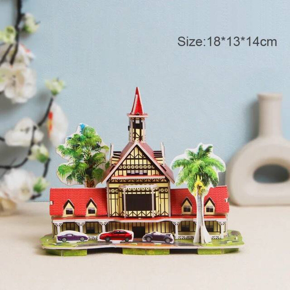 Картонный 3D-пазл из бумаги для детского сада, ручная работа, трехмерная модель дома-виллы, развивающая игрушка для раннего развития.