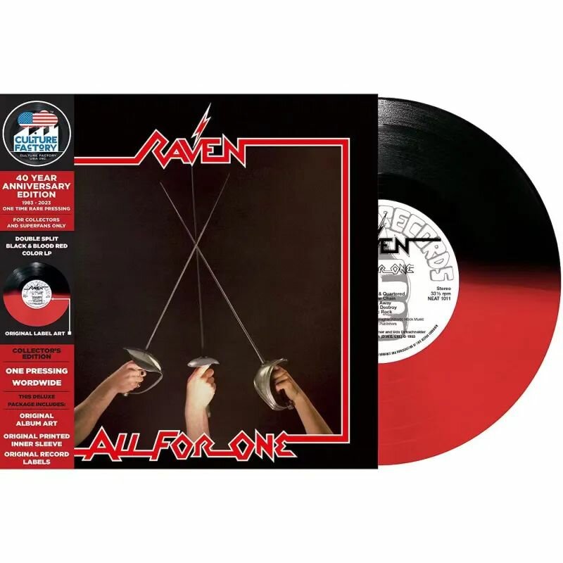 RAVEN - All For One (40th Anniversary), (LP, Reissue, Black & Blood Red Vinyl) Виниловая пластинка