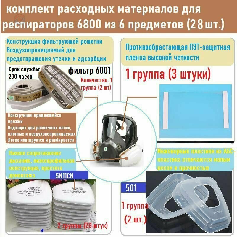 Комплектующие для респиратора, полнолицевая маска с активированным углем и хлопковым фильтром, регулируемый оголовье, защита от пыли и паров при покраске и сварке