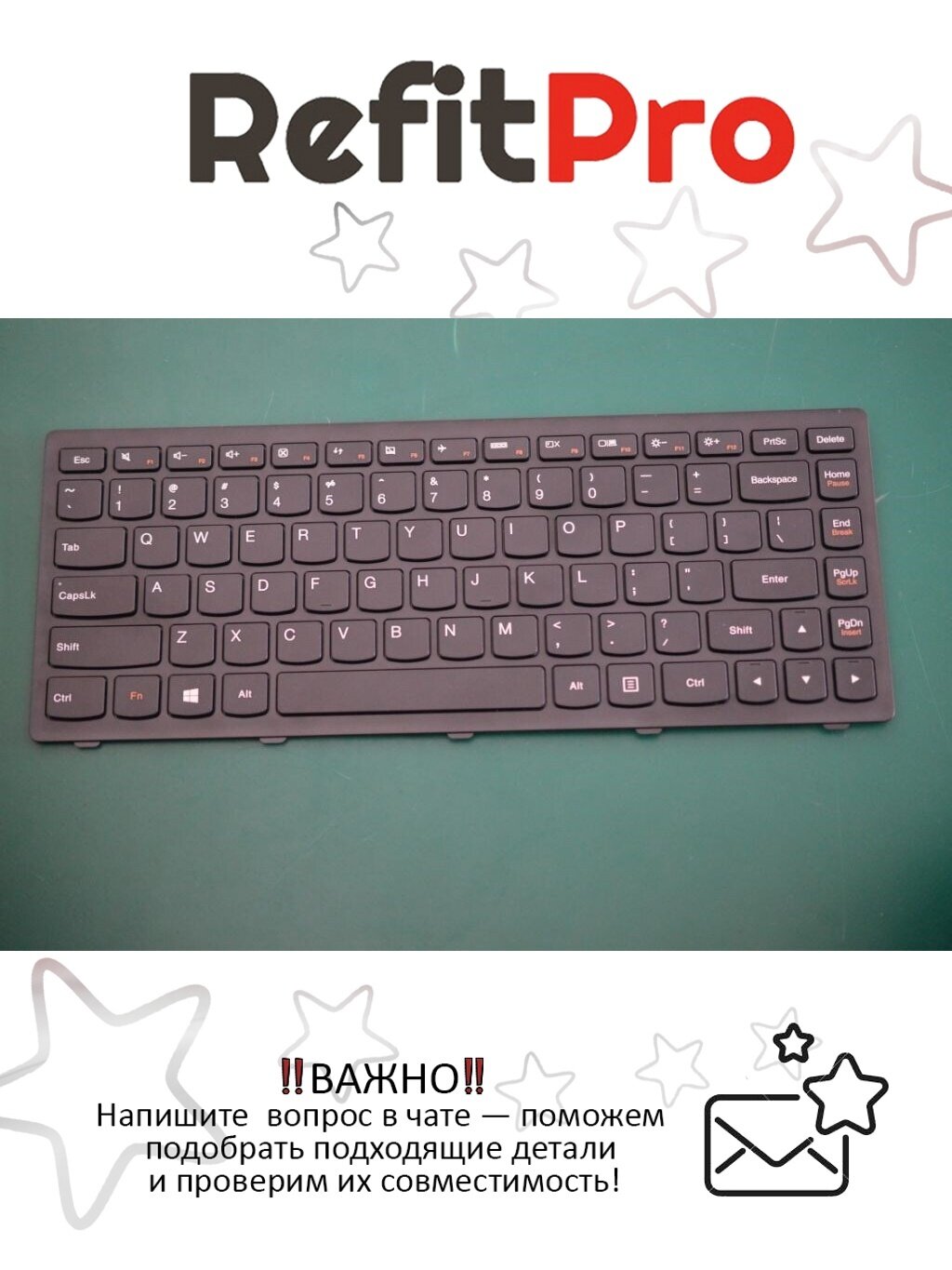 Клавиатура для Ноутбука Lenovo LenovoG400s раскладка - английская, черная (25211110)