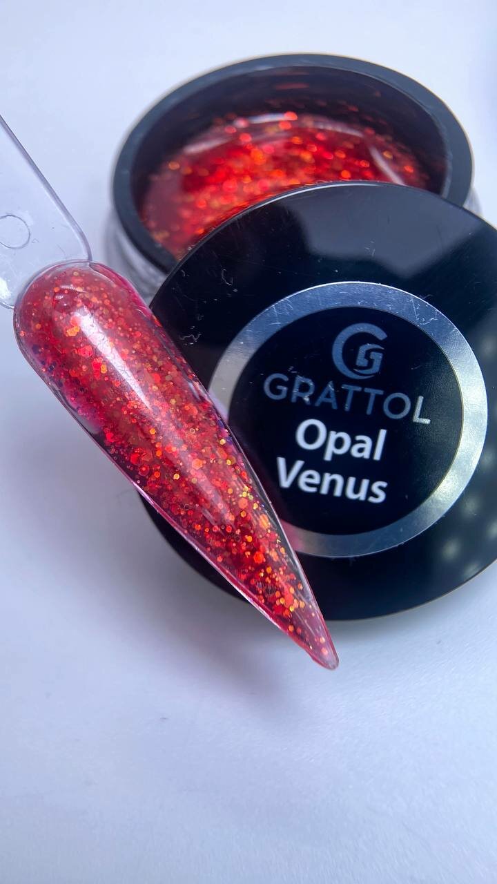 Гель для моделирования ногтей с блестками - Grattol Gel Opal Venus, 15 мл