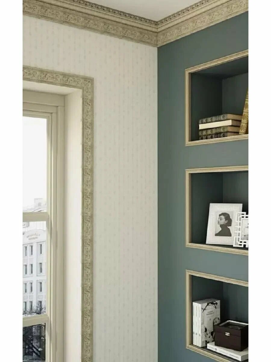 Угол Cosca декоративный, интерьерный багет 80х80мм, античная платина. Набор 4шт.