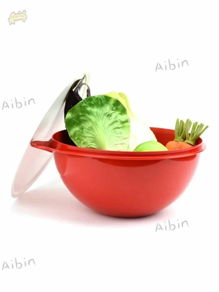 Миска 7800 мл белый, красный, 1 шт