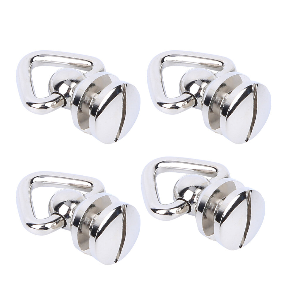 4PCS Metal Ring Screw Round Head Studs Rivet Nail Rotate Spikes DIY Leather Craft Hardware AccessoriesSilver