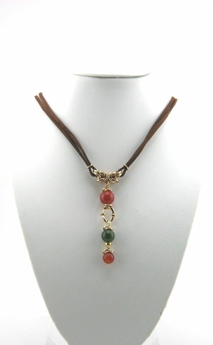 Колье, сердолик, нефрит