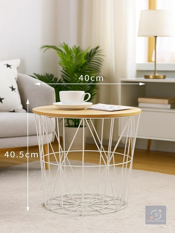 Столик журнальный с корзиной 2 в 1 для хранения пледов, металлический кофейный стол-органайзер, придиванный столик для гостиной и спальни