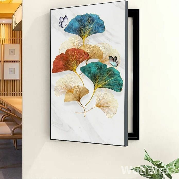 Эксклюзивная декоративная панель для электросчетчика 40 на 30 см с боковым открыванием, выполненная из влагостойкого материала в абстрактном стиле