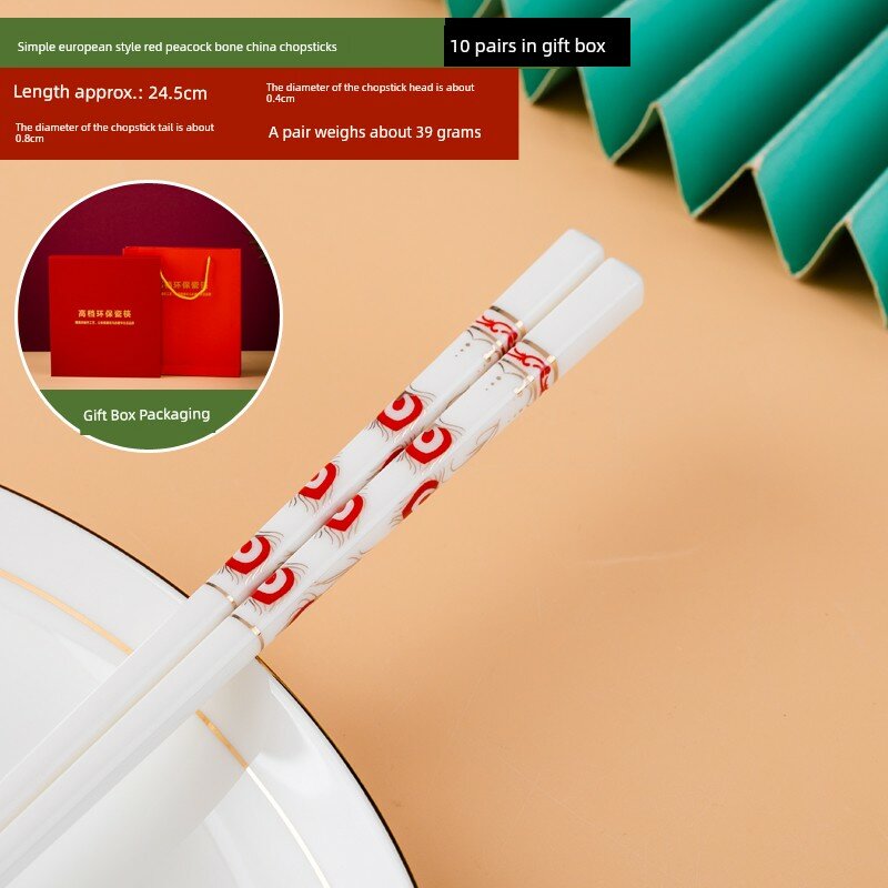 Высококачественные китайские костяные фарфоровые палочки для еды из Цзиндэчжэня, нескользящие, влагостойкие, в