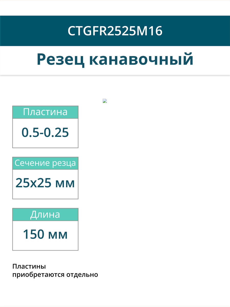 CTGFR2525M16 резец канавочный наружный правый / пластина TGF32R/L (0.5-0.25 мм)