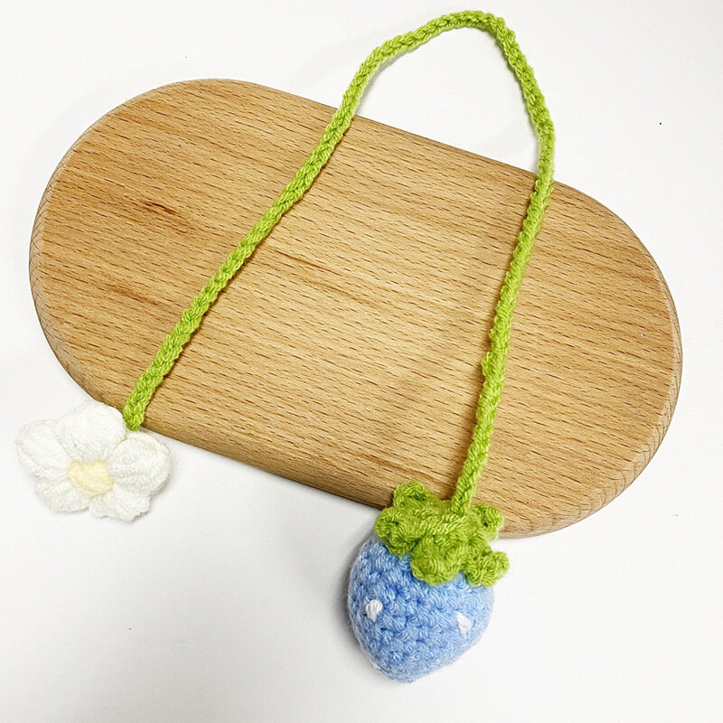 Ручная работа, вязаный крючком подвеска в виде клубники и подсолнуха, вязаная сумка, украшение для зеркала заднего вида автомобиля, декор для штор