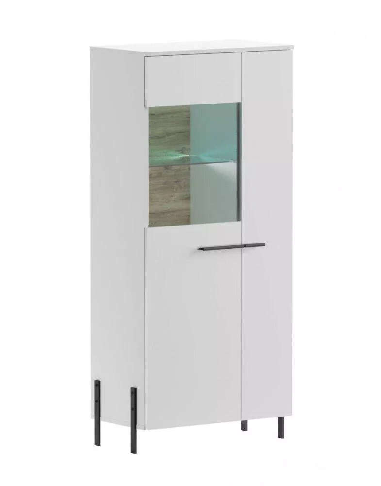 Витрина Дейенерис 01 МДФ Лайн Белый (матовый) Белый Снег 8685 BS NEW 74x40x158 см, Фиеста