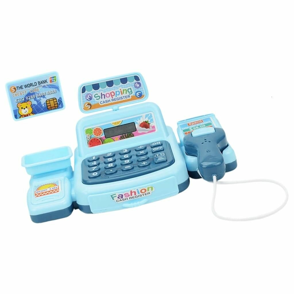 Детская игровая касса с деньгами, - Большой синий звук и
