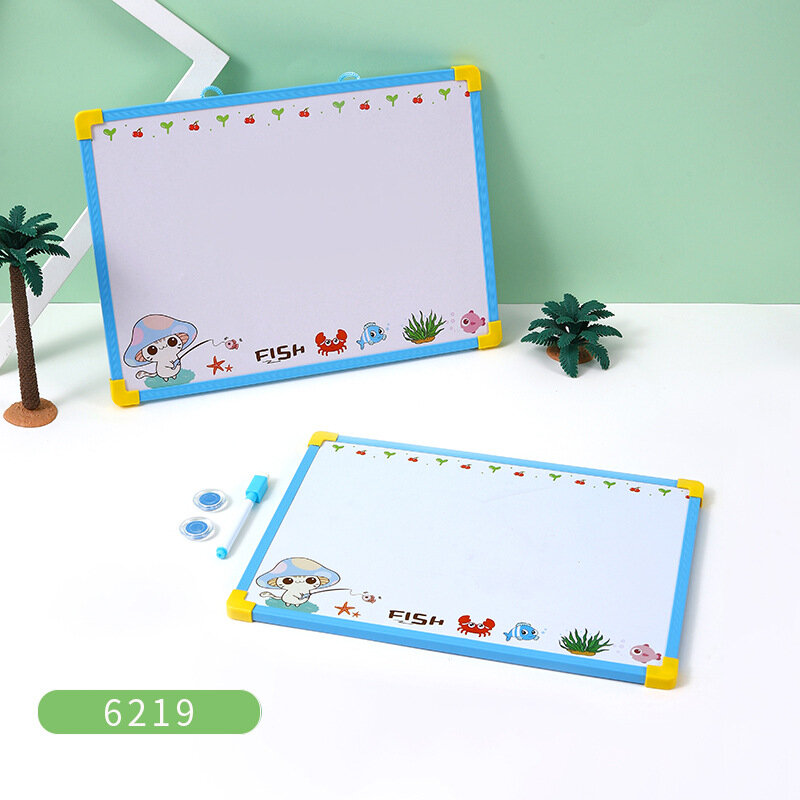 Двусторонняя магнитная доска для детей, обучающая игрушка с белой доской для письма и рисования, синий цвет