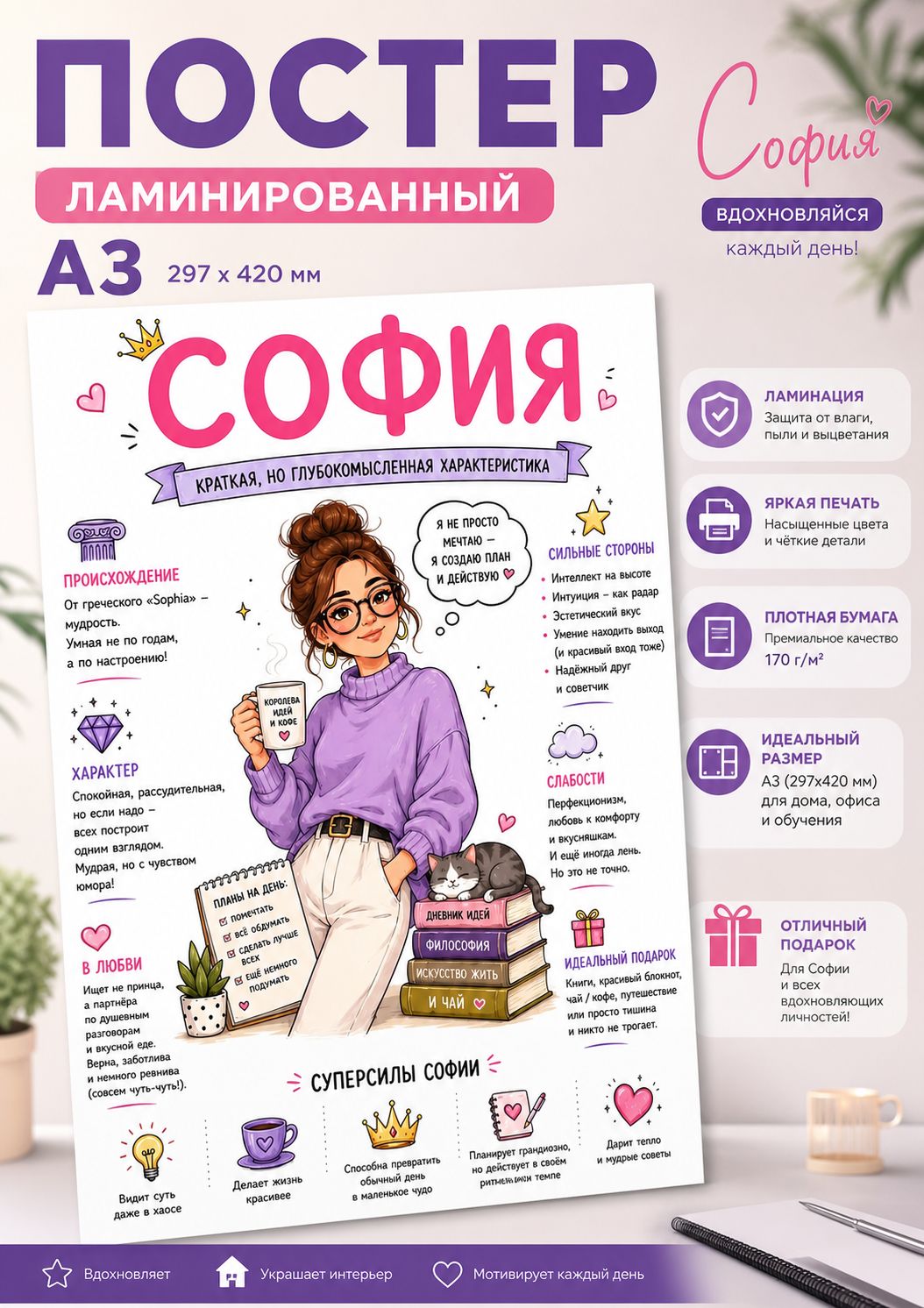 Постер ламинированный с именем "София"