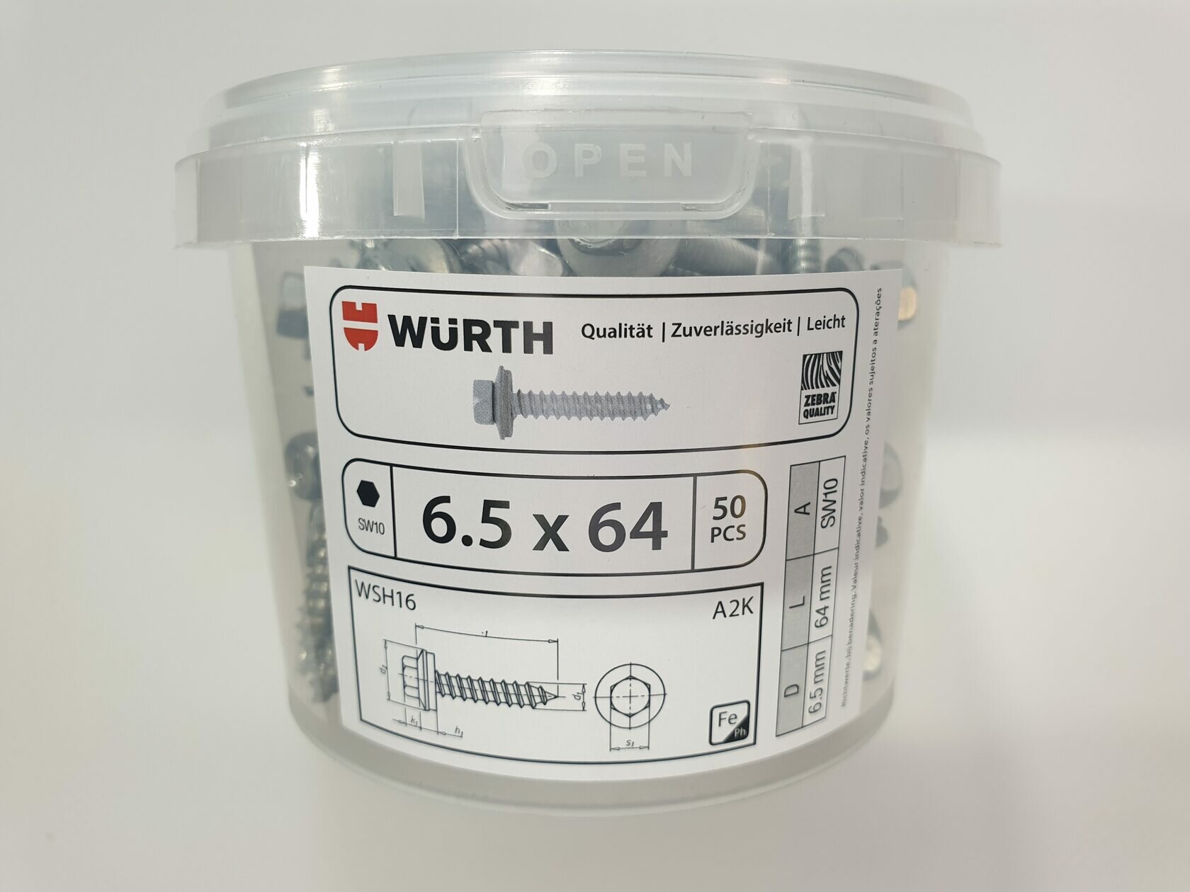 Фасадный винт 6.5x64 Шайба 16 мм (50 pcs) WURTH, Германия