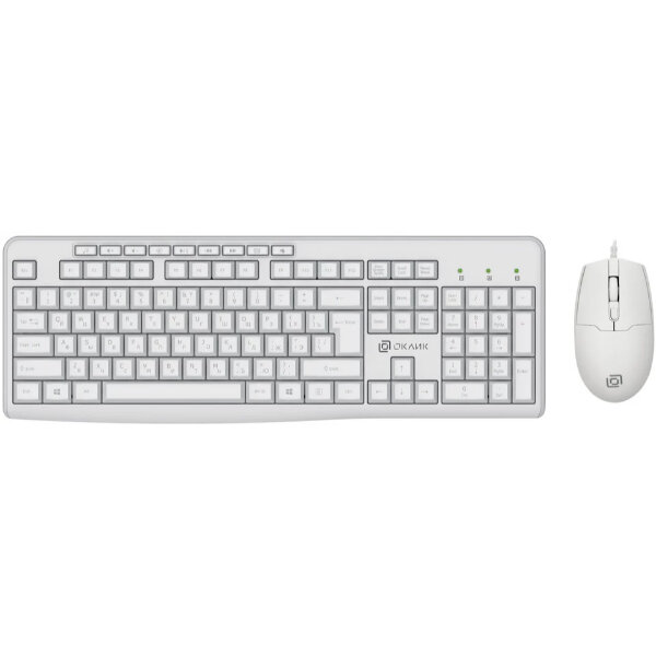 Комплект клавиатура+мышь Oklick S650 проводной, USB, 2000 DPI, белый